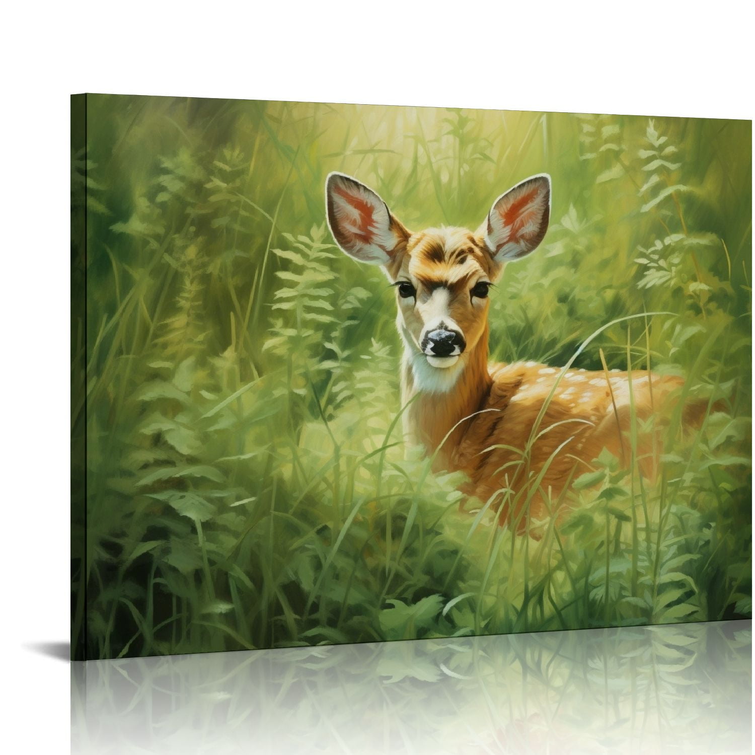 COMIO Vintage Yellow Animal Deer Home Decor Wildlife Canvas Print ...