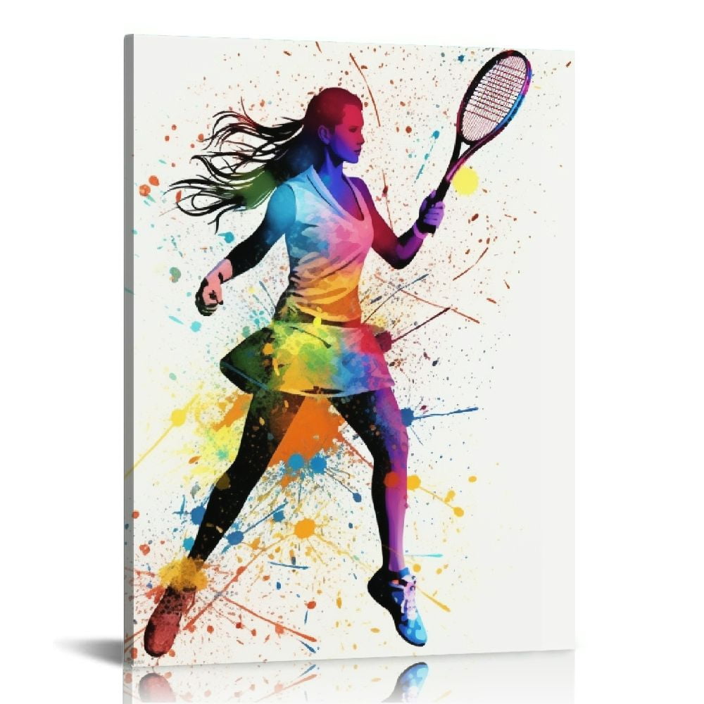 COMIO WALL DECOR LIVING ROOM,Tennis Player Girl Watercolor Print Female ...