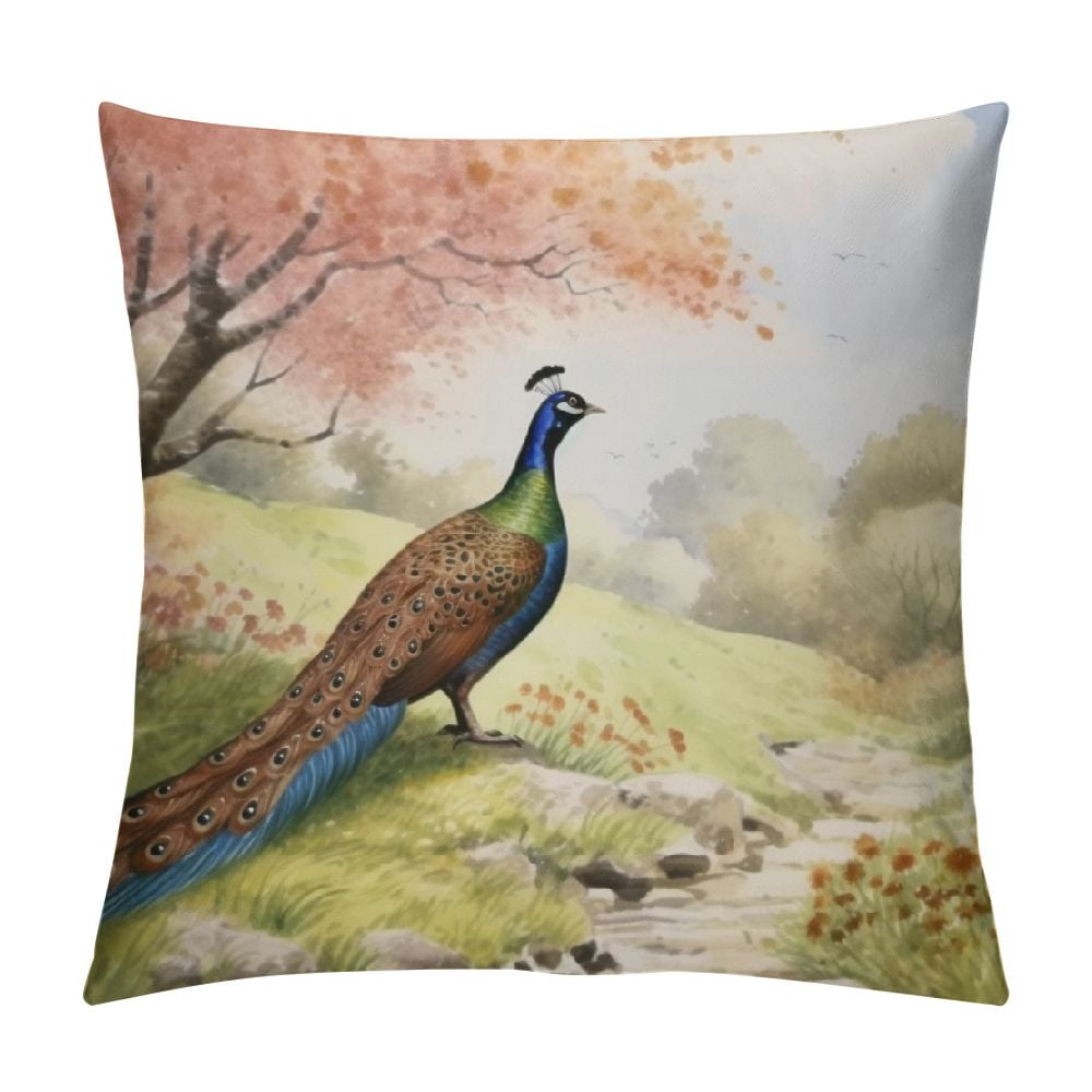 COMIO Walking Pheasant Throw Pillow Cover Double Sided with Zipper ...