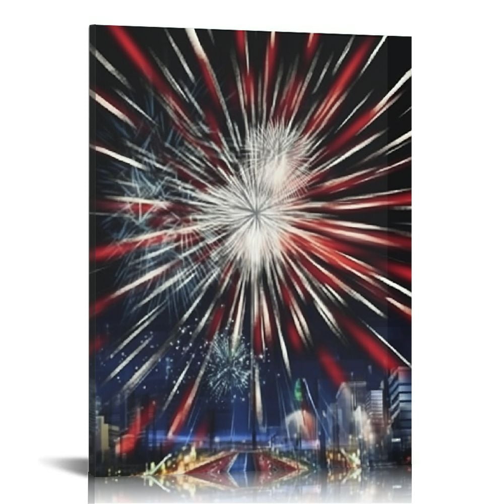 COMIO Wall Art American Flag Firework Canvas Prints Painting 12x16in ...