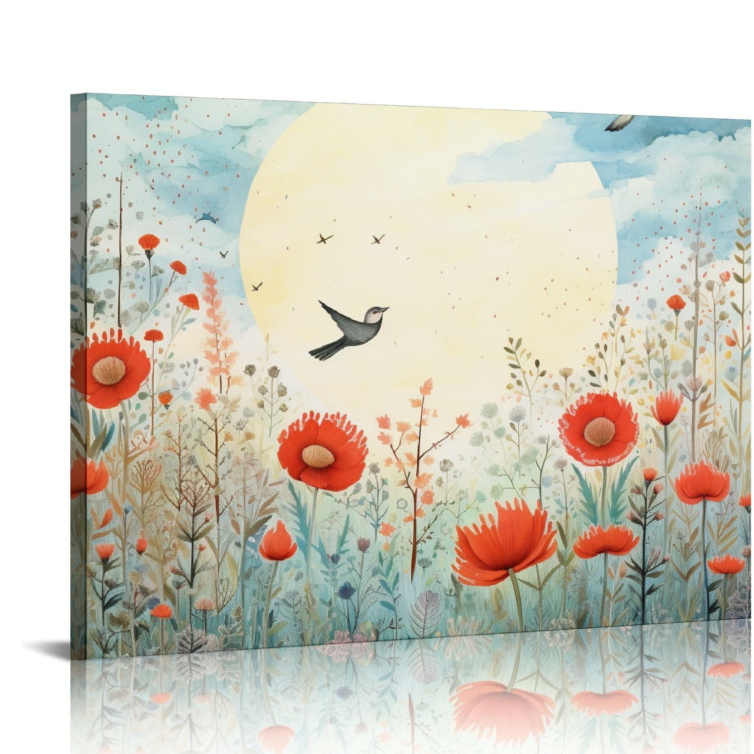COMIO Wall Art - Birds on the Trees of Bloom and Butterfly Pictures ...