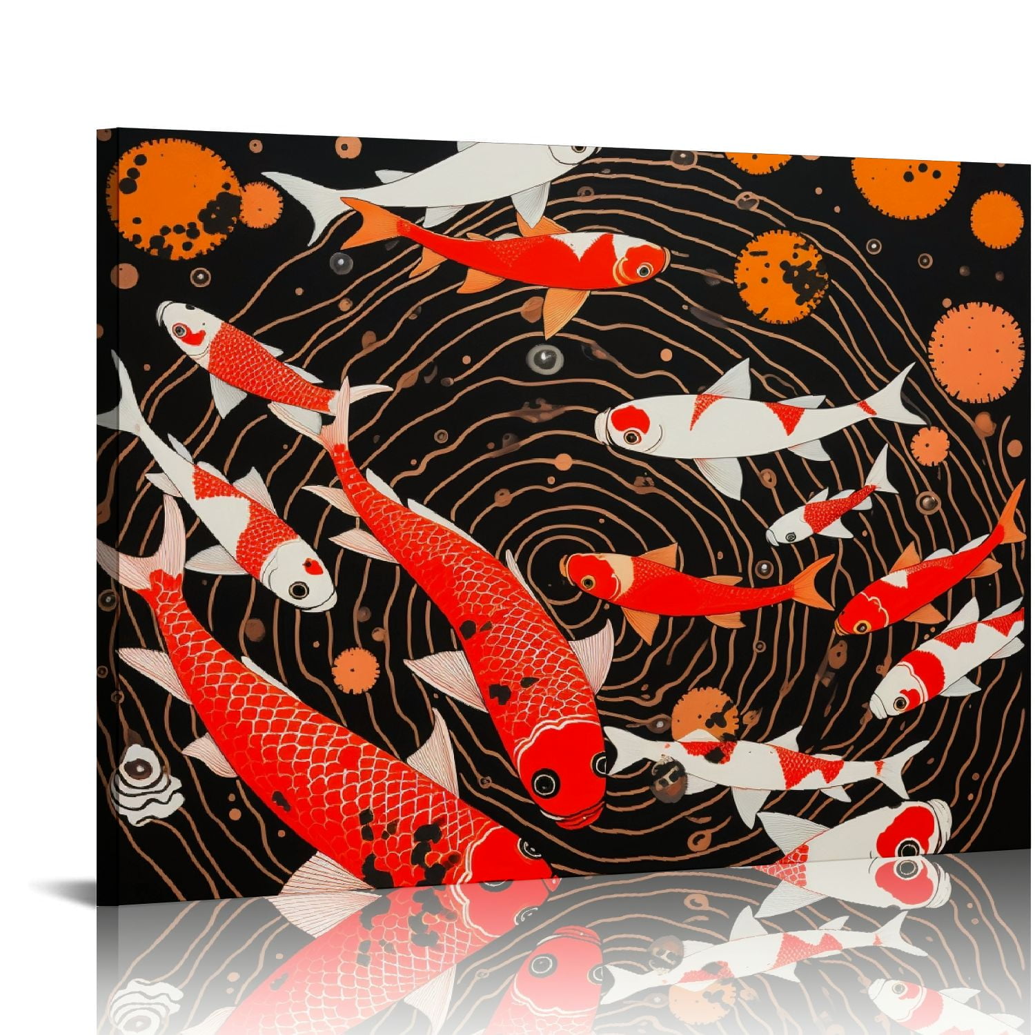 COMIO Wall Art Chinese Style Red Lucky Carp Artwork Framed Canvas ...