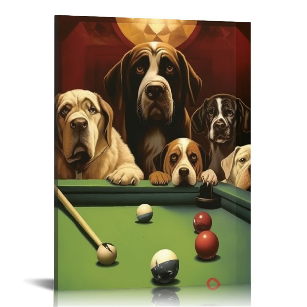 COMIO Wall Art Dogs Playing Pool Sign Vintage Home Decor Rustic ...