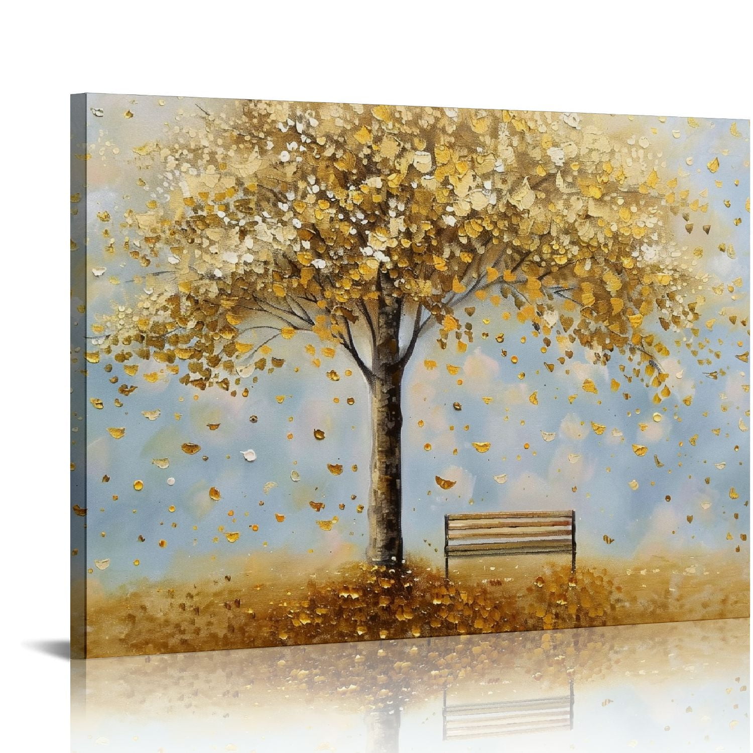 COMIO Wall Art Gold Abstract Tree of Life Framed Modern Artwork Canvas Painting Textured Tree ...