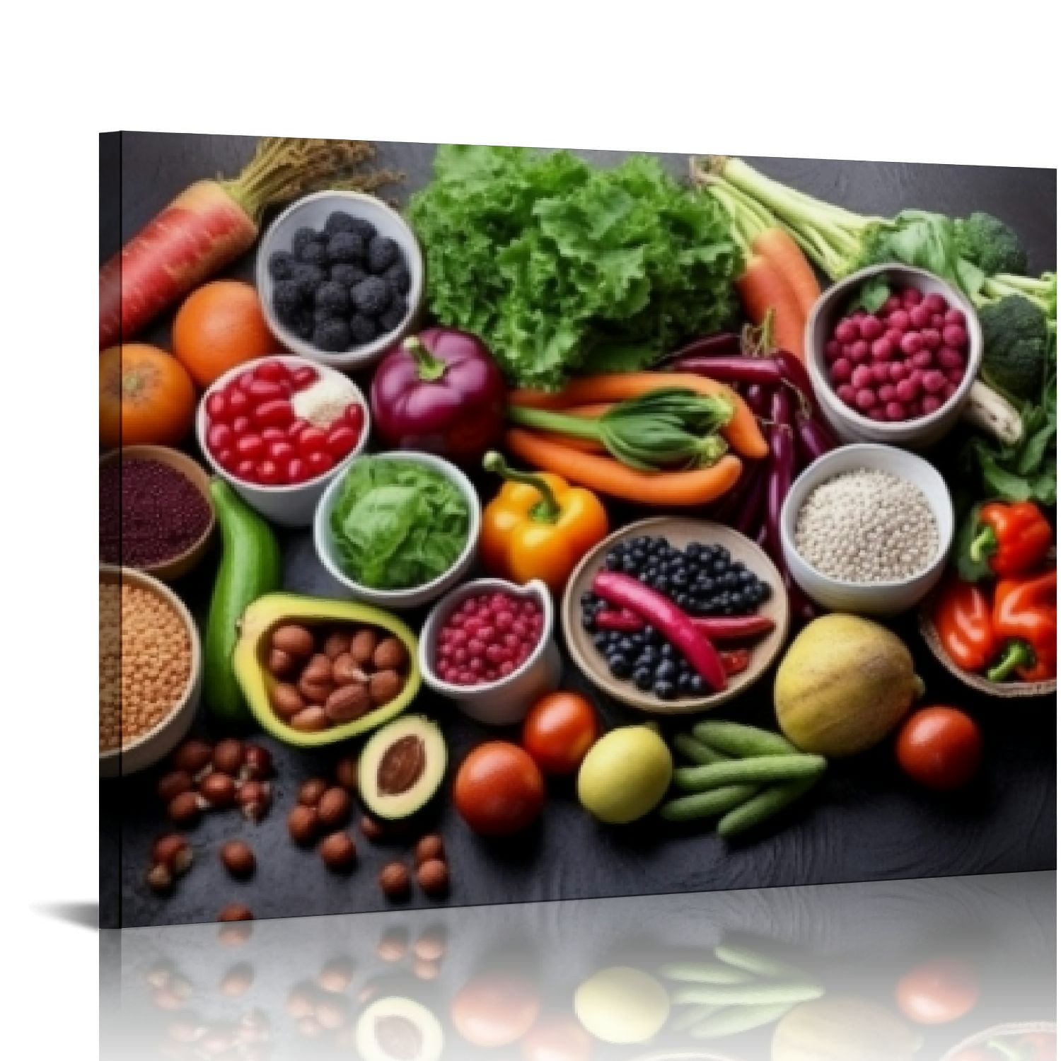 COMIO Wall Art Healthy Eating Vegetables, Fruits And Legumes Healthy ...