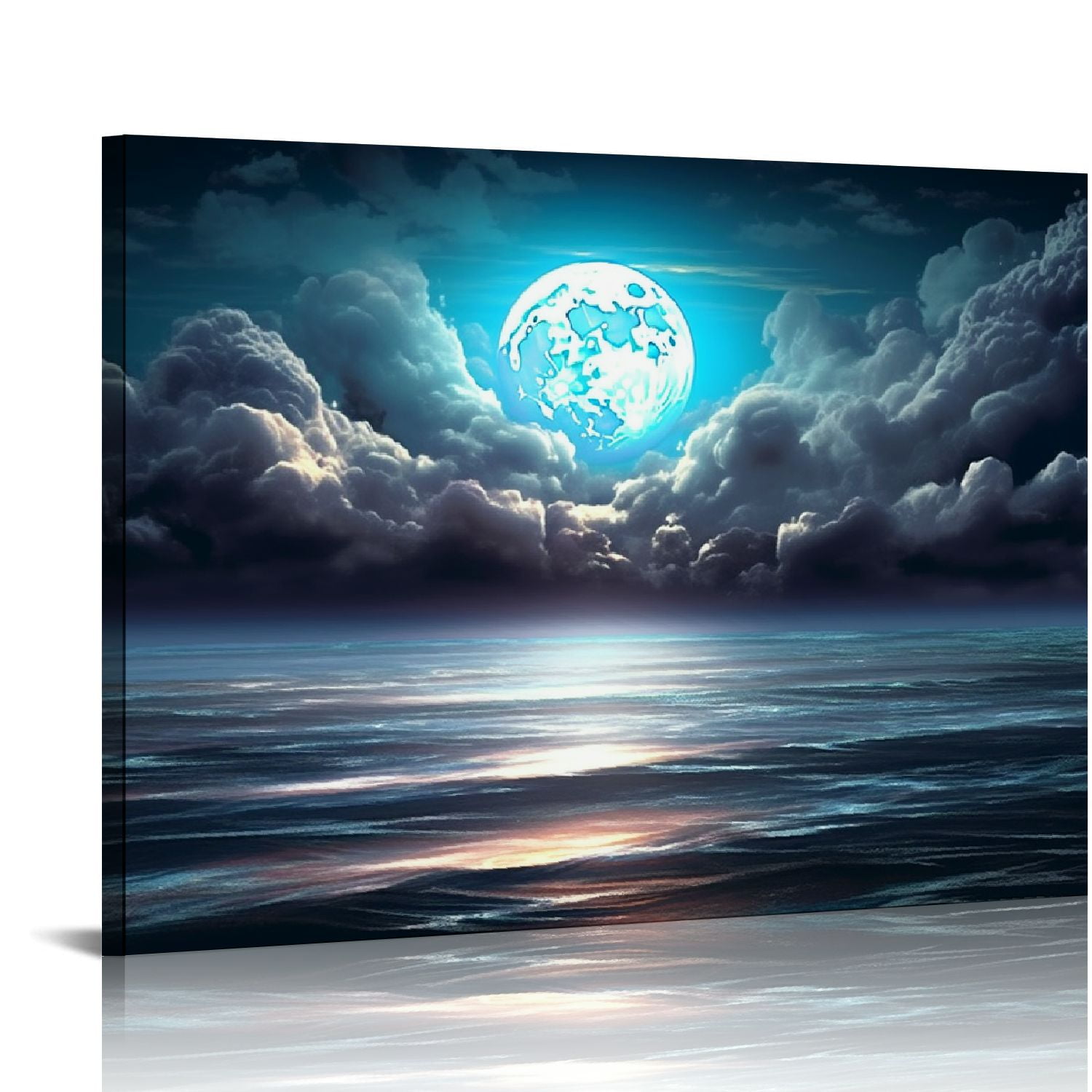 COMIO Wall Art Moon Sea Ocean Landscape Picture Canvas Wall Art Print ...