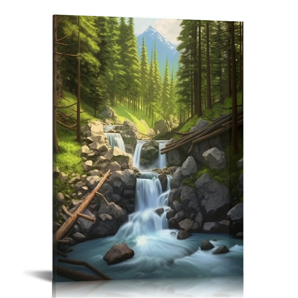 COMIO Wall Art Nature Picture Wall Decor Forest Mountains Canvas ...
