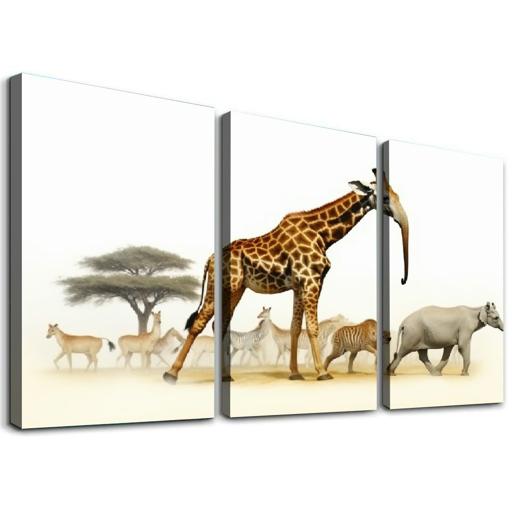 COMIO Wall Art Paintings Animals Walking Side Horizontal Canvas Art ...