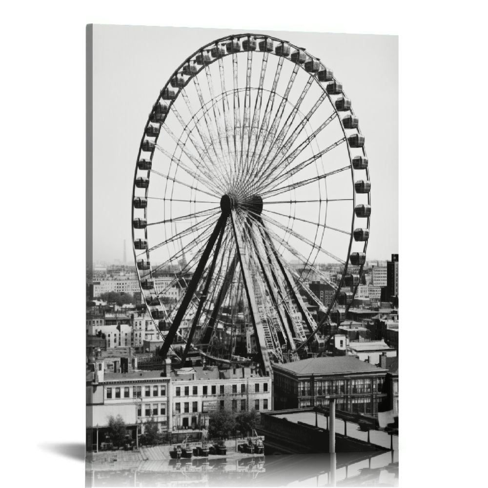 COMIO Wall Posters Chicago Wheel Posters Vintage Black And White ...