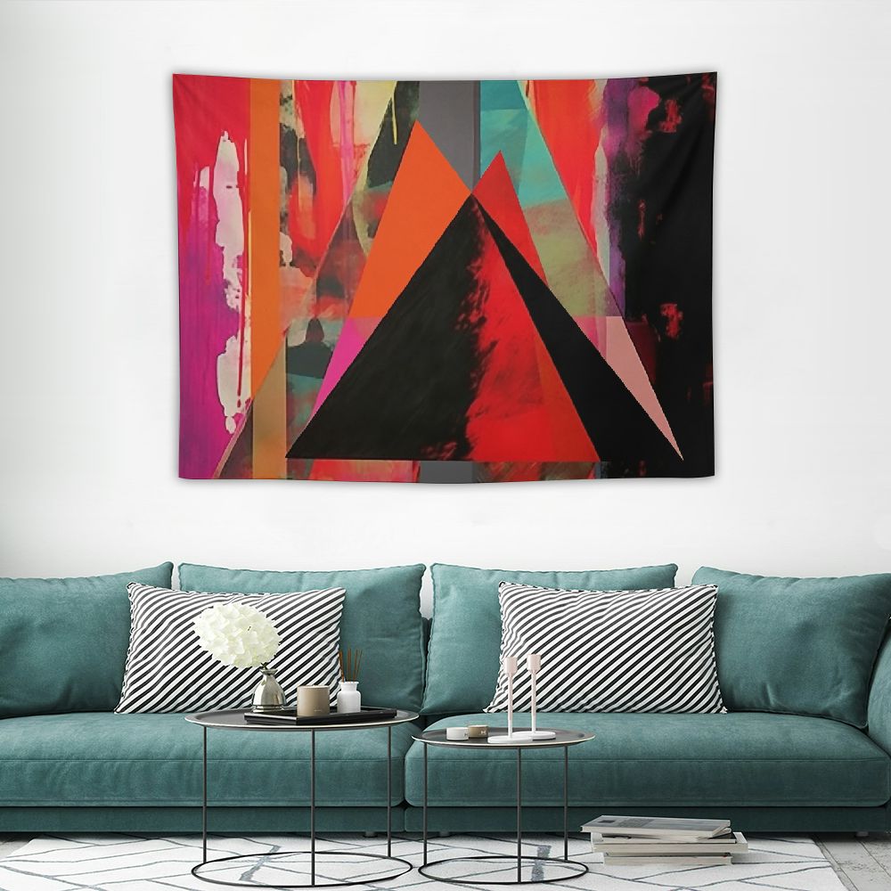 COMIO Wall Tapestry Artistic Vintage Abstract Strokes Lines Rainbow ...