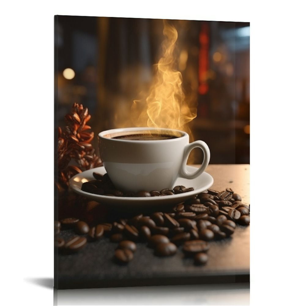 COMIO Wall art for kitchen Coffee Bean Coffee Cup Canvas Prints Wall ...