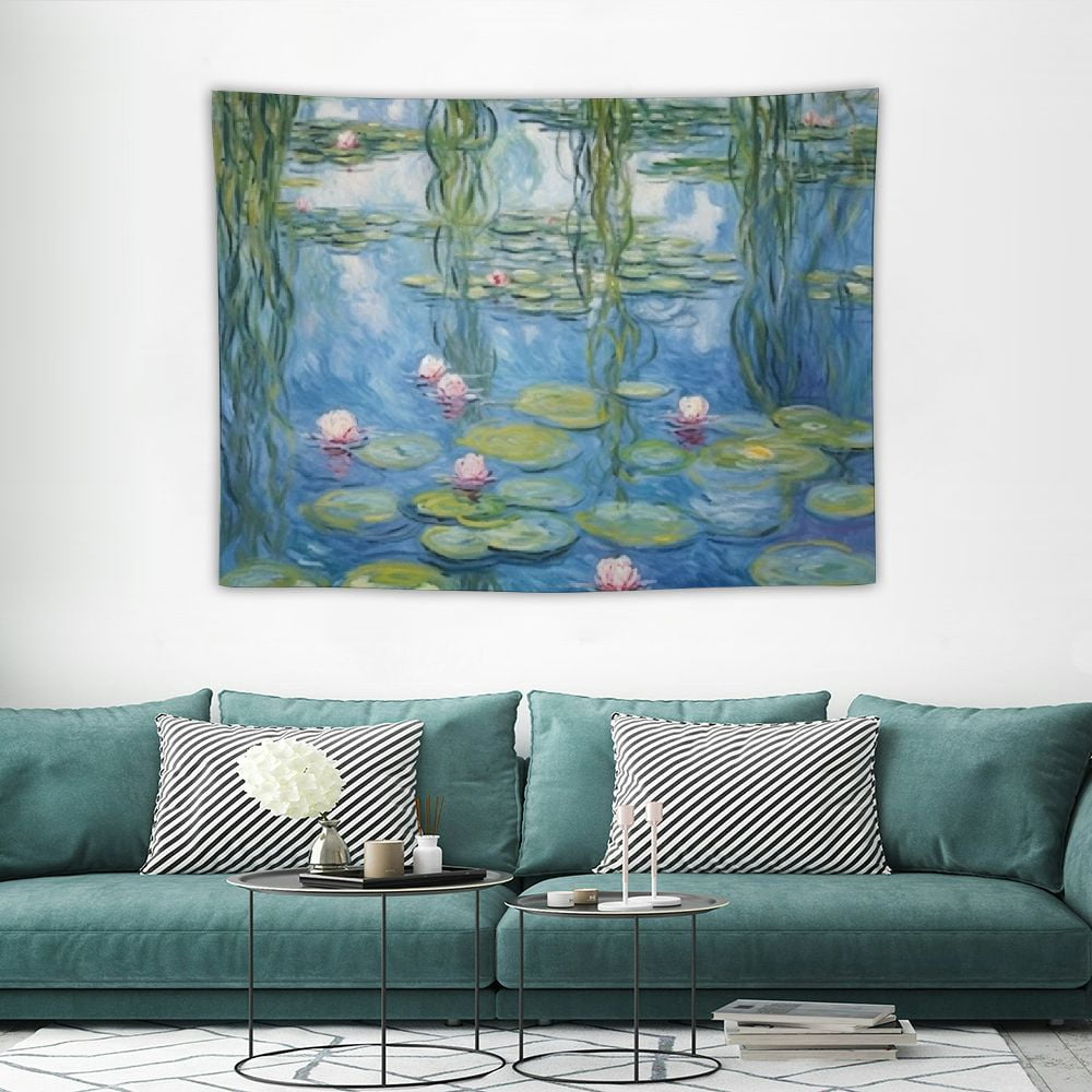 COMIO Water Lilies Tapestry Wall Hanging Monet Flowers Floral Wall Art ...