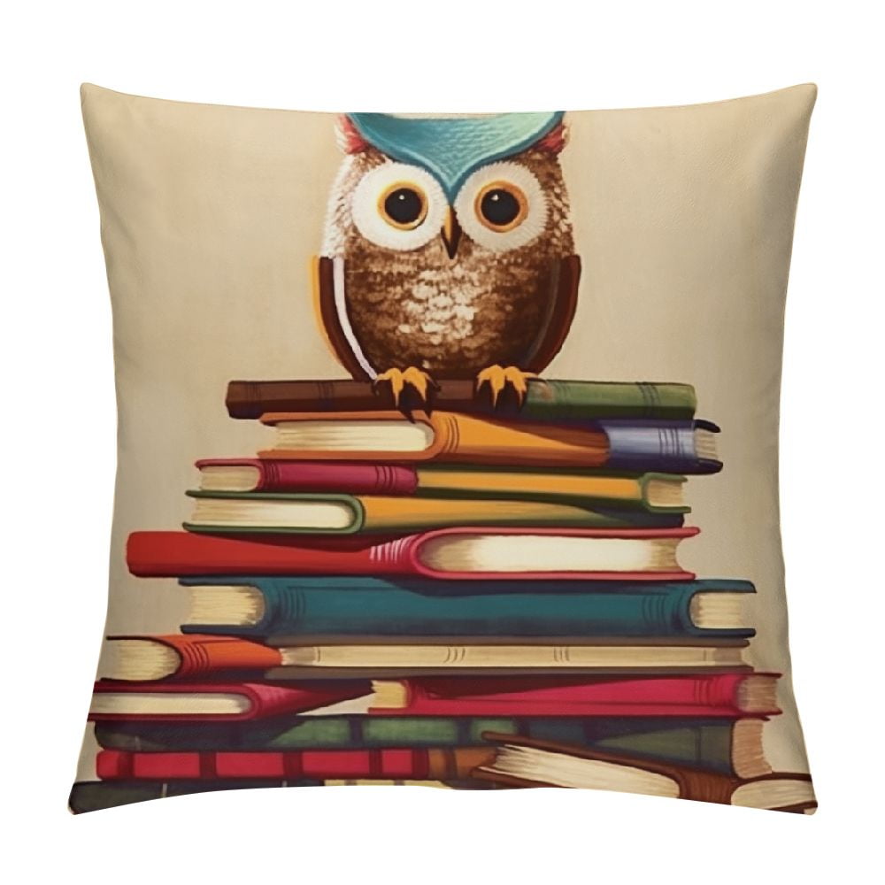 COMIO Watercolor Animal Pillows Farmhouse Decorative Lively Owl Read ...