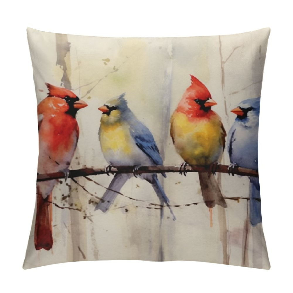 COMIO Watercolor Birds Decorative Lumbar Pillow Covers Lovely Birds ...