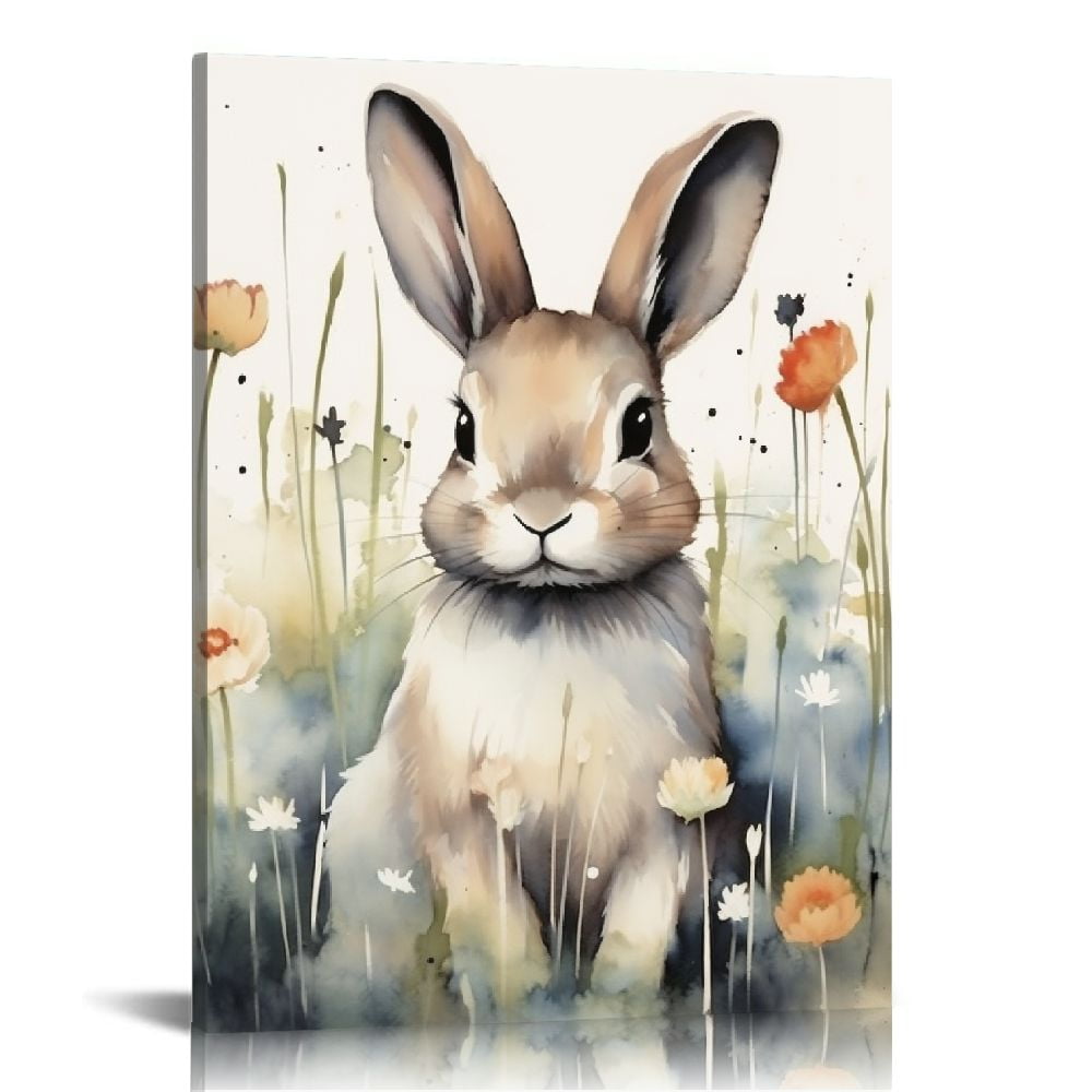 COMIO Watercolor Bunny Canvas Wall Art Bunny Lover Poster Decor Animal ...