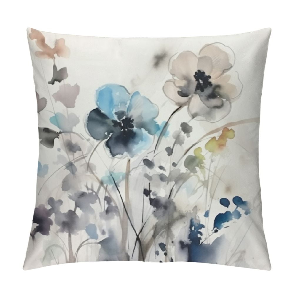 COMIO Watercolor Floral Pillow Covers Spring Summer Chinese Pillow ...