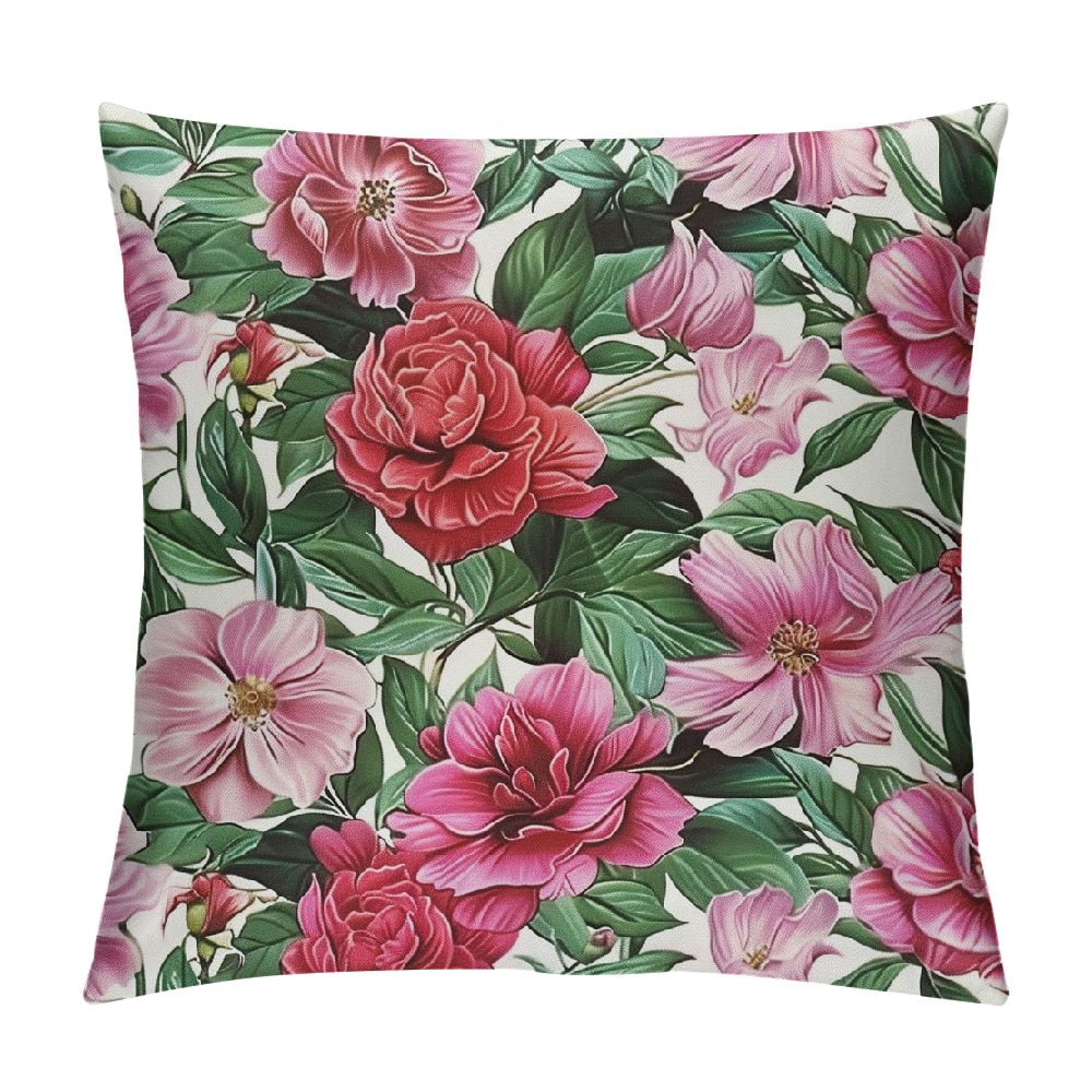 COMIO Watercolor Flower Throw Pillow Cushion Cover, Victorian Floral ...