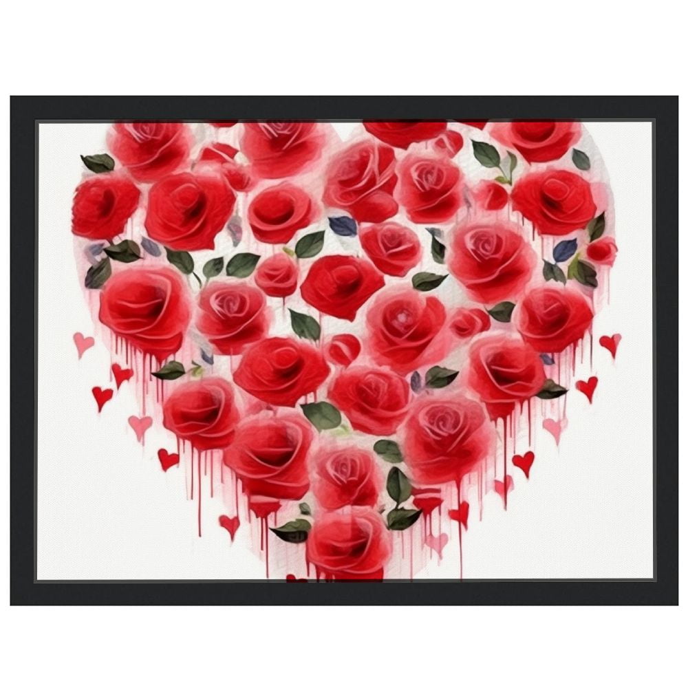 COMIO Watercolor Heart Shape Home Office Decor Black Frame Wall Art ...