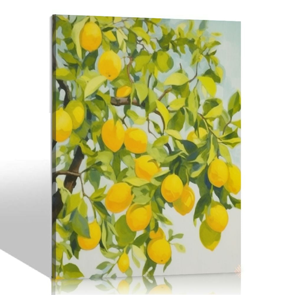 COMIO Watercolor Lemon Wall Art Abstract Fruit Poster Kitchen Lemon ...