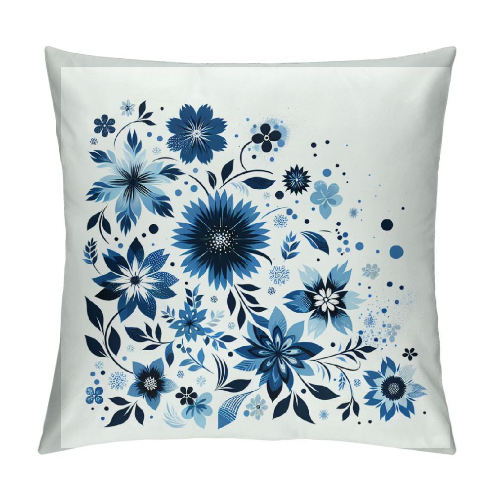 Comio Watercolor Light Blue And Indigo Dandelion Wild Flowers Throw