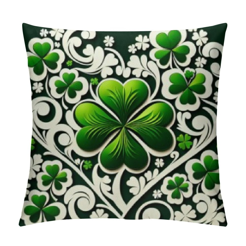 COMIO Watercolor Lucky Clover Throw Pillow Cover, St Patricks Day ...