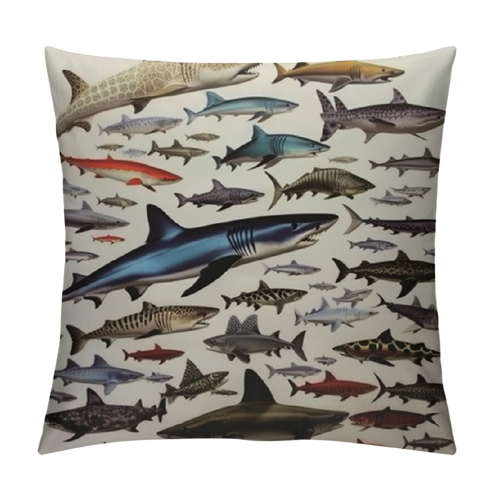 COMIO Watercolor Ocean Sea Sharks and Whales Educational Chart Throw ...