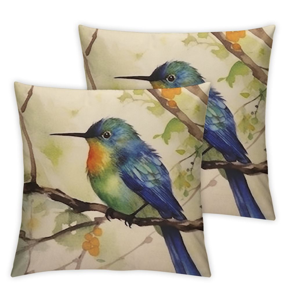 COMIO Watercolor Painting Birds Throw Pillow Covers Sparrow ...