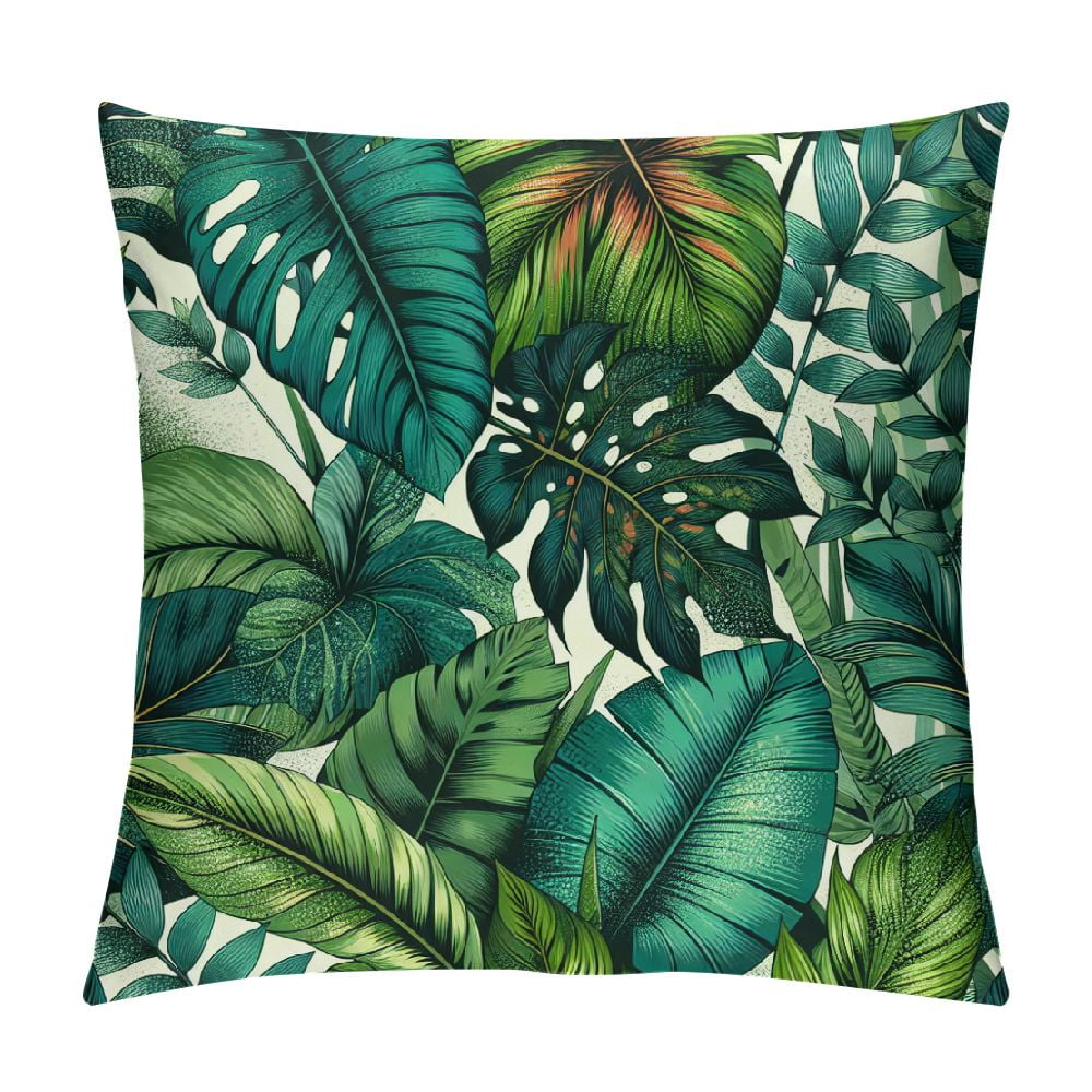 COMIO Watercolor Palm Leaves Pillow Covers Summer Colorful Hawaiian ...