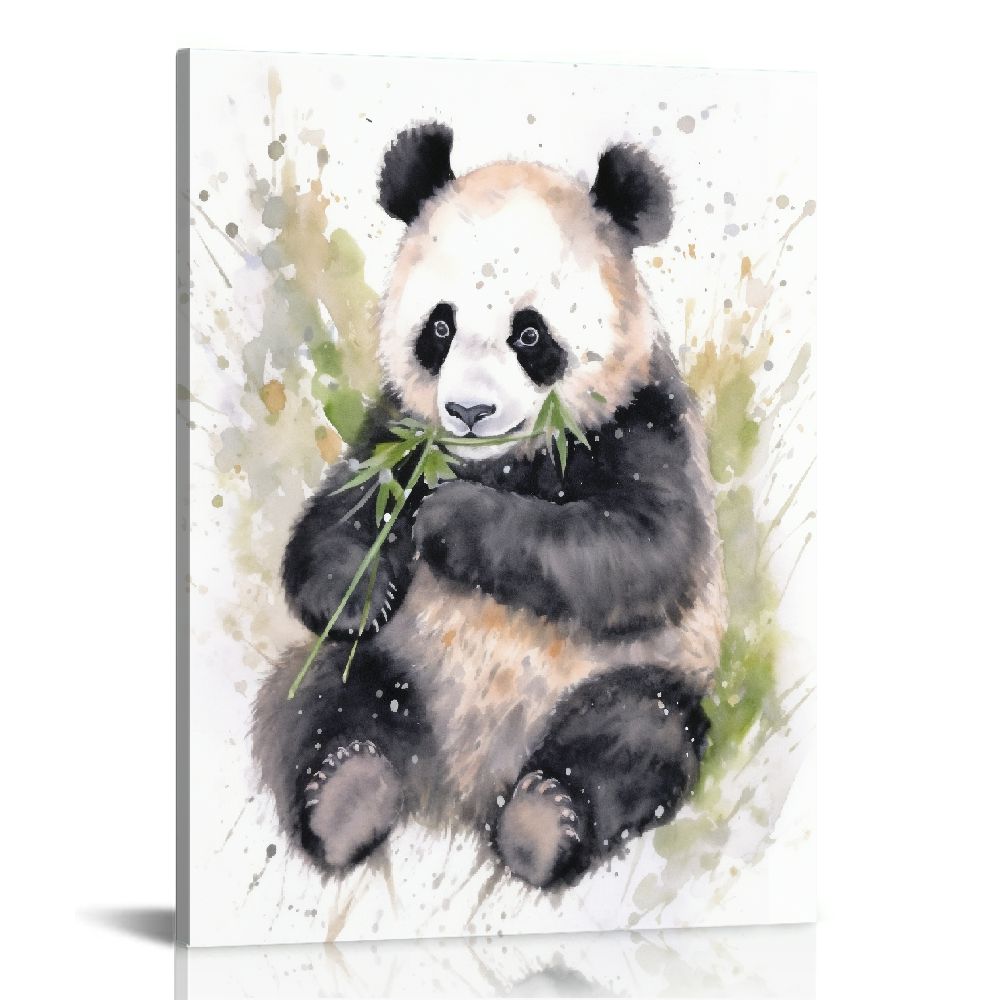 COMIO Watercolor Panda Canvas Print Wall Art Colorful Animal Paintings ...