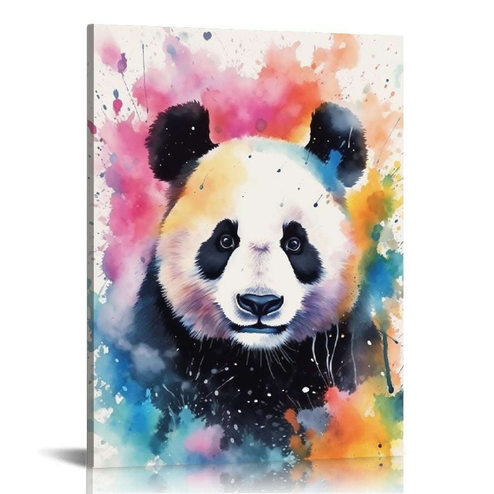 COMIO Watercolor Panda Canvas Wall Art Painting Wall Decor Print Wall ...