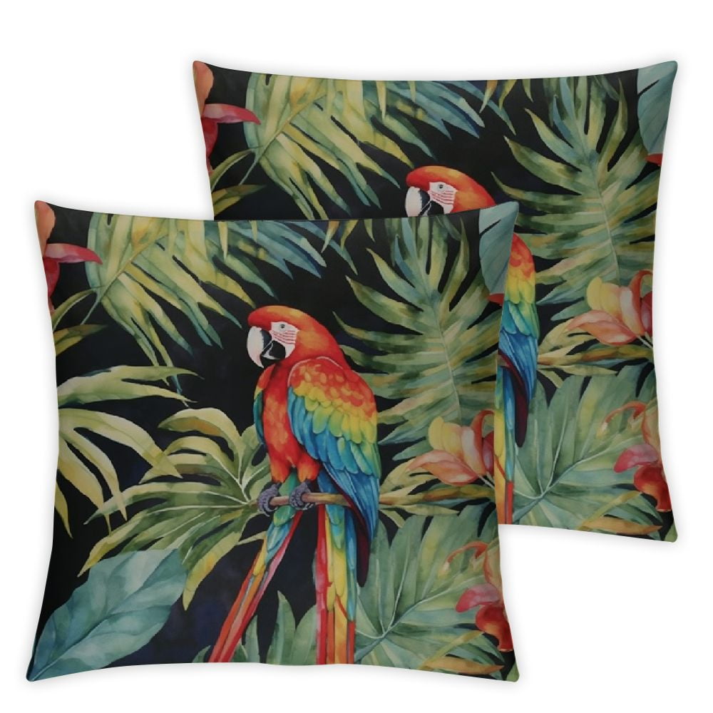 COMIO Watercolor Parrot Throw Pillow Cover Macaw Bird Tropical Jungle ...