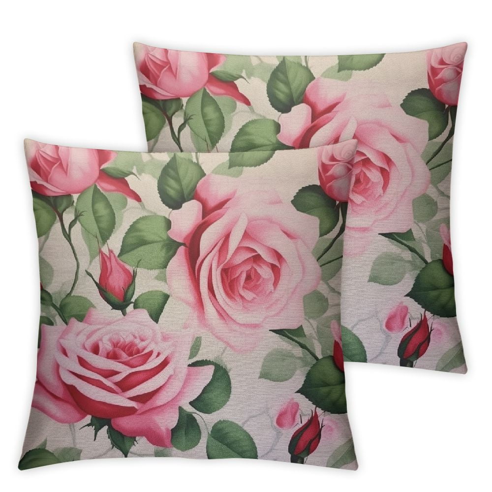 COMIO Watercolor Roses Throw Pillow Cover Elegant Floral Bud Petal ...