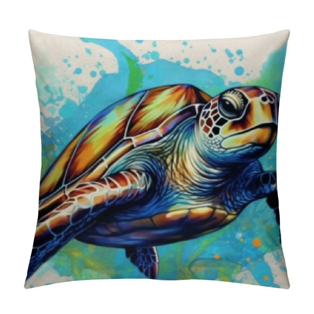 COMIO Watercolor Sea Turtle Rustic Farmhouse Style Decorative Throw ...