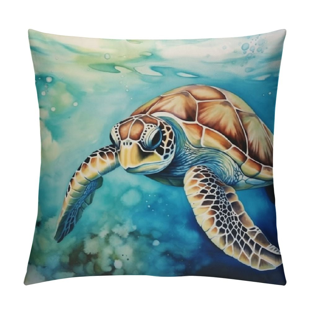 COMIO Watercolor Sea Turtle Throw Pillow Case Ocean Sea Animals ...