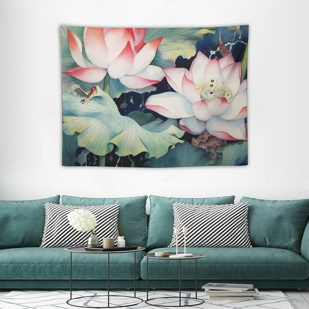 COMIO Watercolor Summer Floral Tapestries Large 40x30 Inch Lotus Flower ...