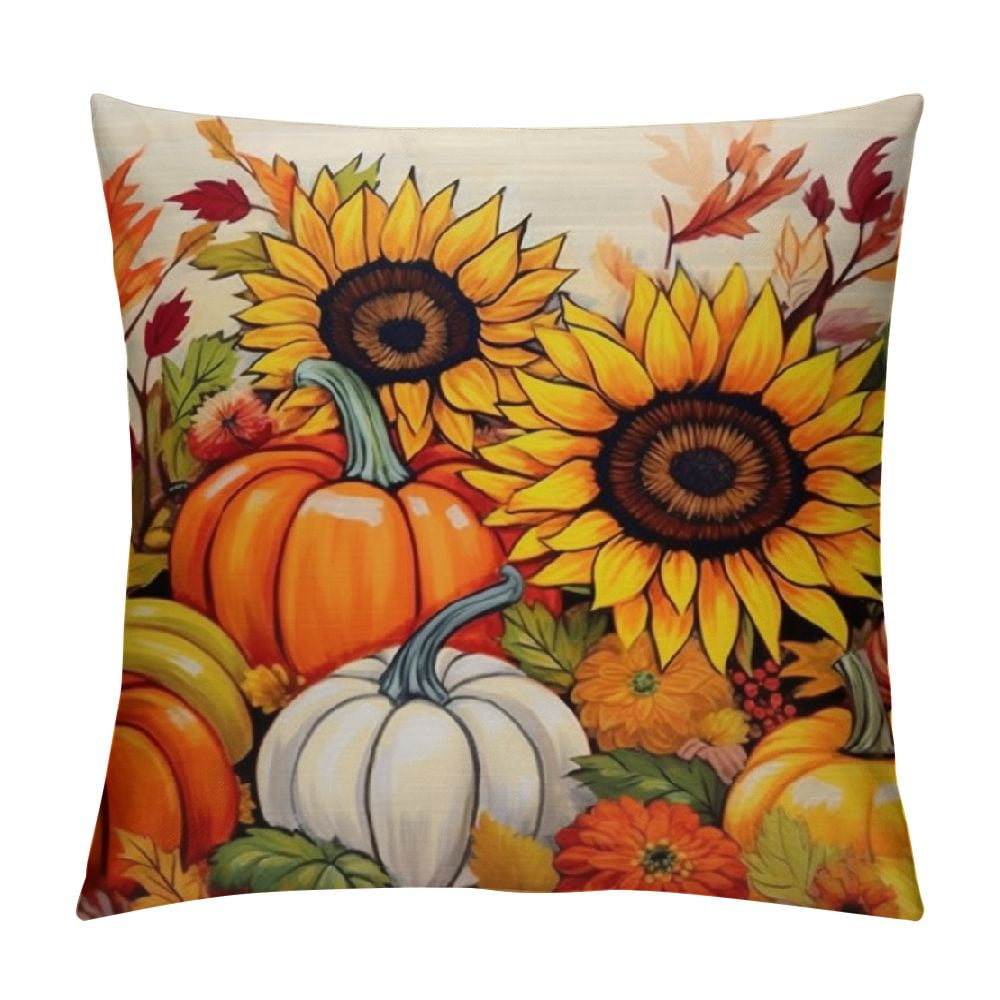 COMIO Watercolor Yellow Orange Sunflowers Hello Pumpkin Autumn Fall Y ...