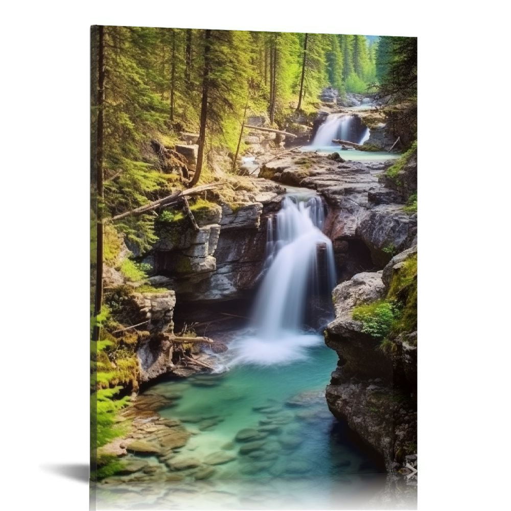 COMIO Waterfall At Johnston Canyon, Banff Canvas Wall Art Print ...