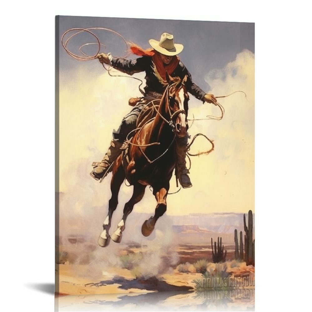 COMIO Western Cowboy Wall Art Canvas Charles Marion Russell Prints Old ...