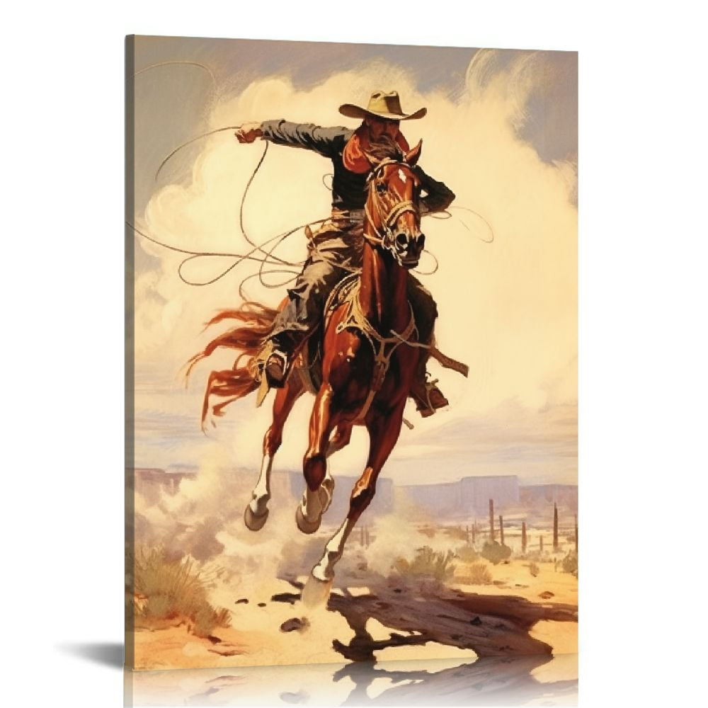 COMIO Western Cowboy Wall Art Canvas Charles Marion Russell Prints Old ...