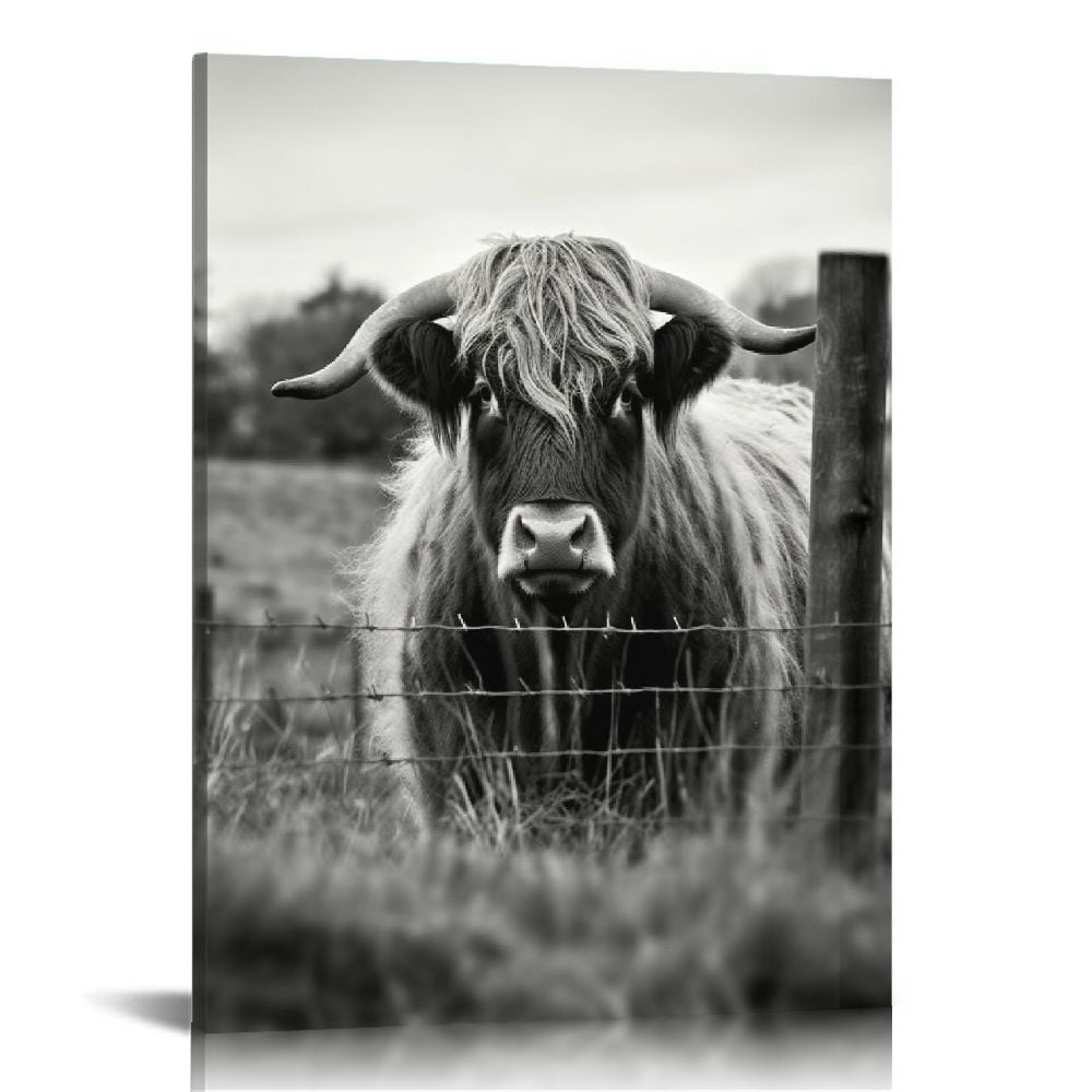 COMIO Western Cowboy Wall Art Poster, Highland Cow Wall Art, Vintage ...