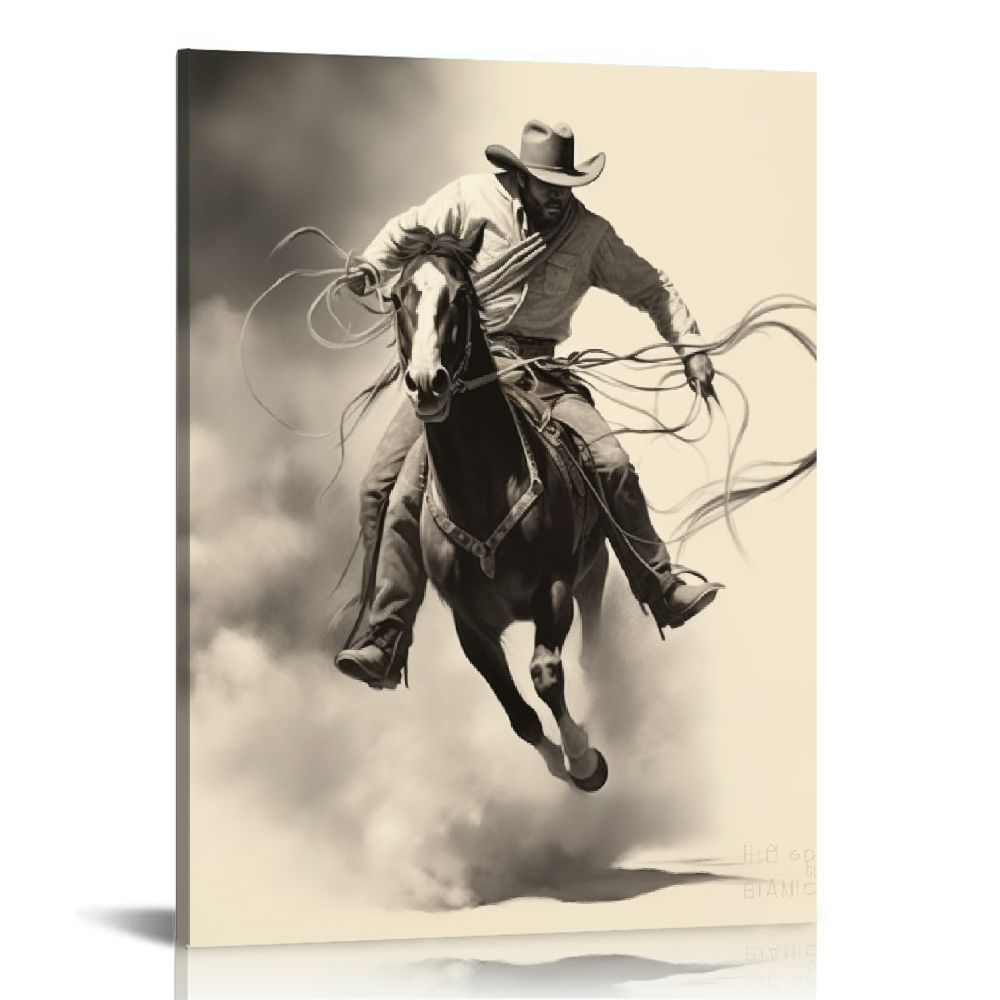 COMIO Western Cowboy Wall Art Vintage Cowboy Posters Simple Romantic ...