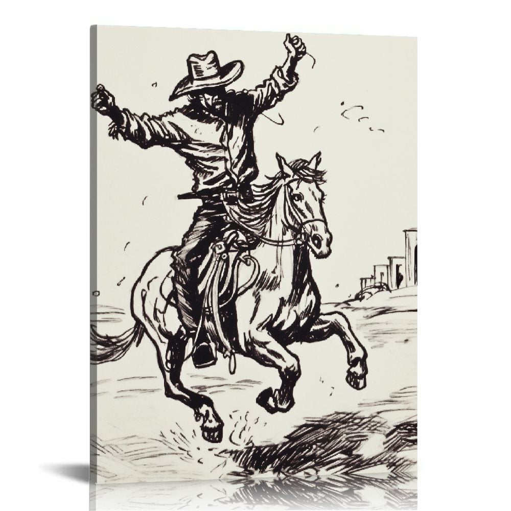 COMIO Western Wall Art - Cowboy Canvas Wall Art, Western Wall Decor ...