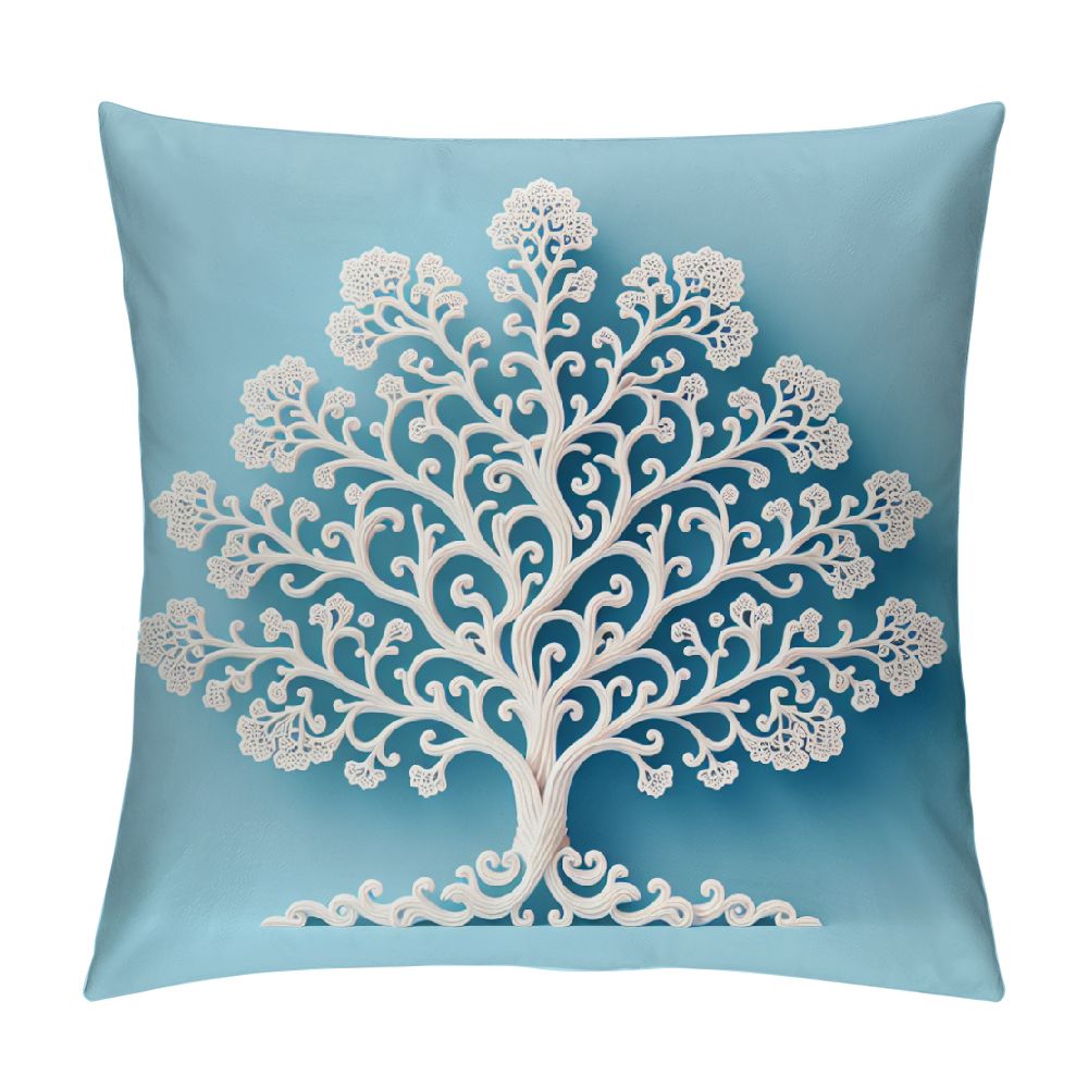 YANMS White Throw Pillow Cover Plant Ocean Marine Sea Botanical Tree ...