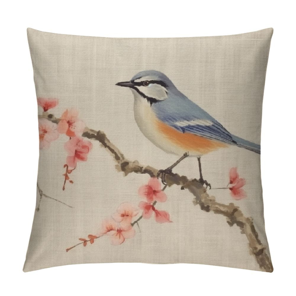 COMIO White-Eared Blue Bird Throw Pillow Covers Farmhouse Double Sided ...