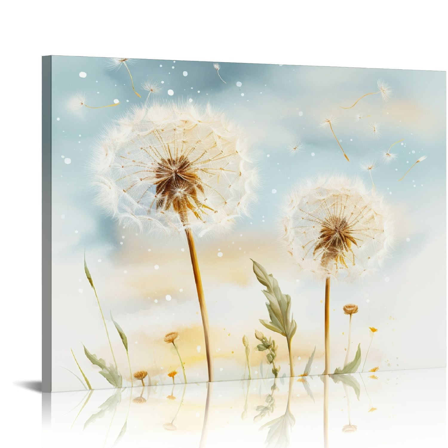 COMIO White Flower Dandelion Canvas Wall Art - Modern Framed Decor for ...
