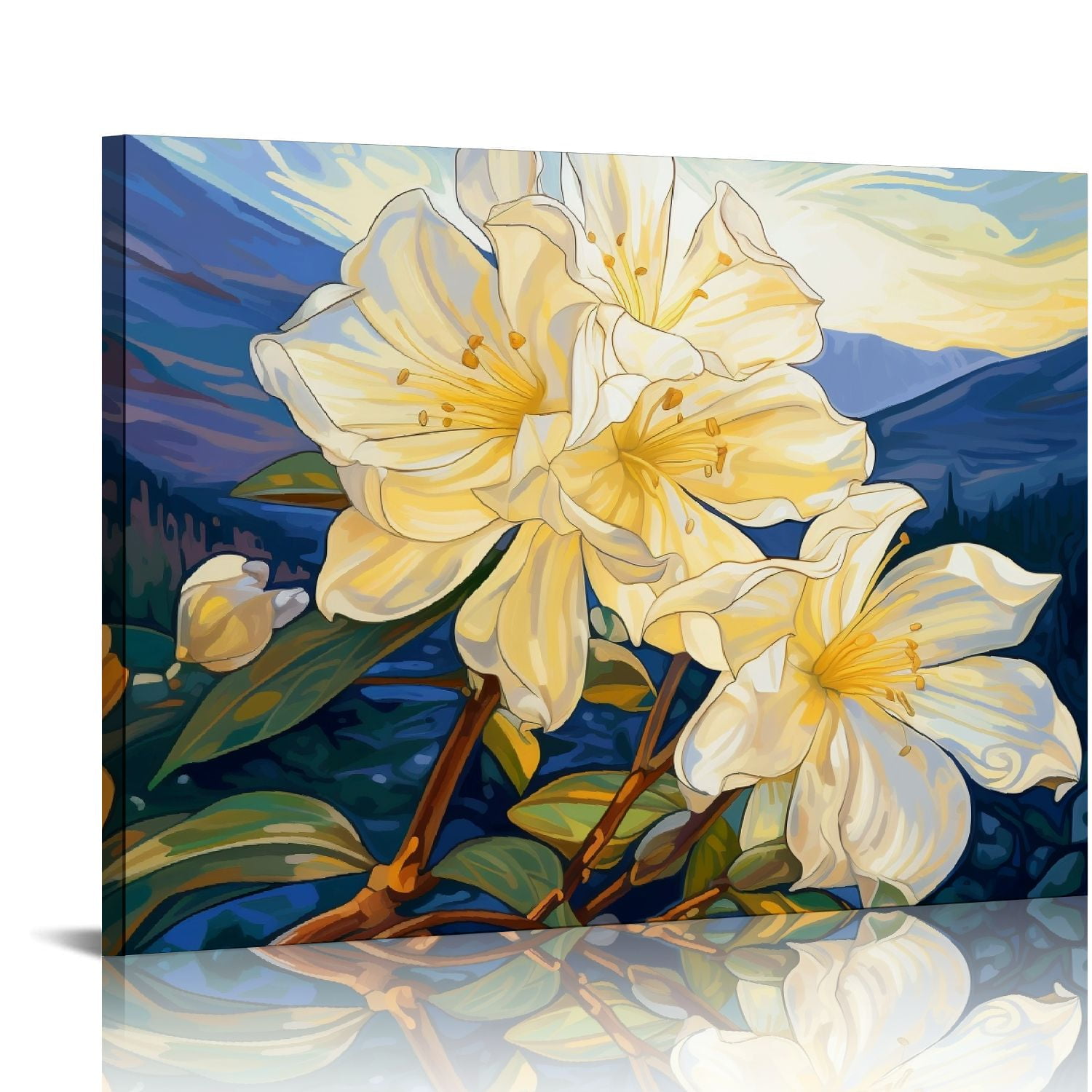 COMIO White Lily Canvas Wall Art Print Pictures on Stretched and Framed ...