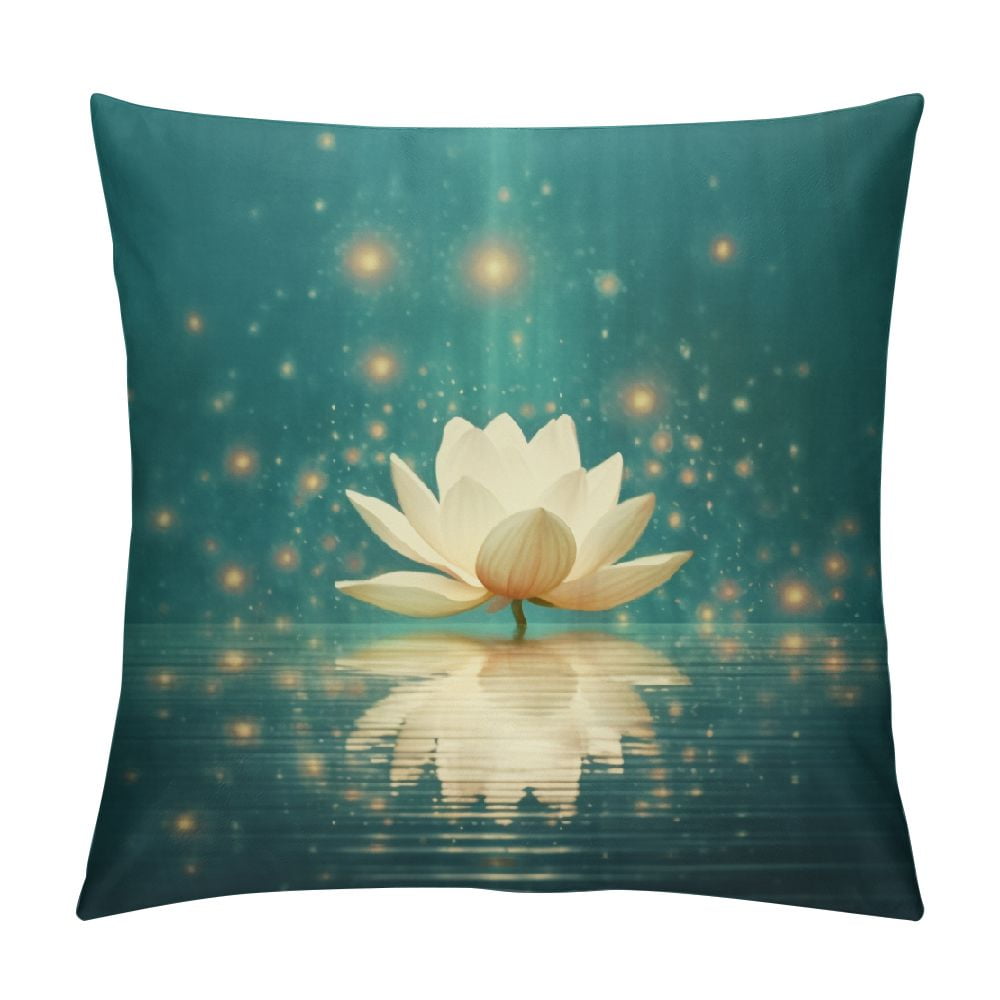 MLJA White Lotus Decorative Throw Pillows Covers, Magic Lotus Flower ...