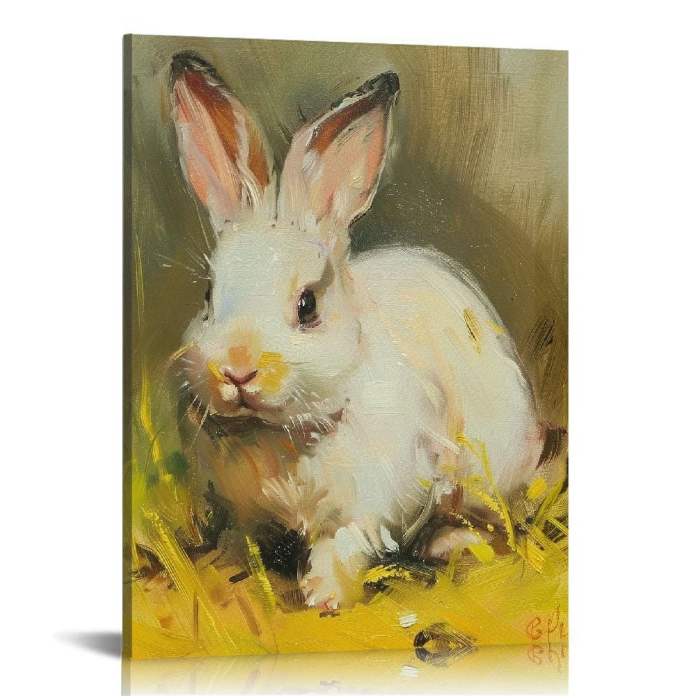COMIO White Rabbit Wall Art Room Bunny Rabbit Pictures Wall Decor for ...