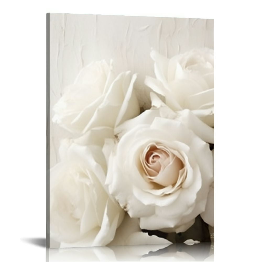 COMIO White Rose Canvas Wall Art White Flowers Picture for Living Room ...