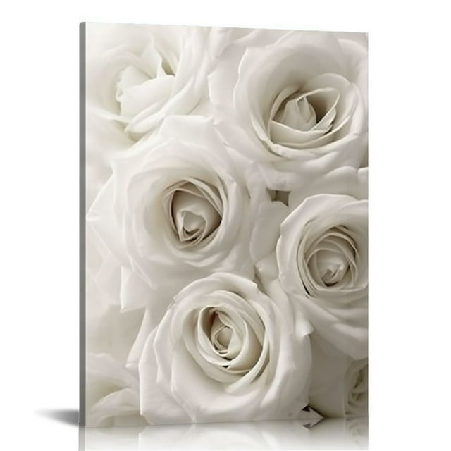 COMIO White Rose Canvas Wall Art White Flowers Picture for Living Room ...
